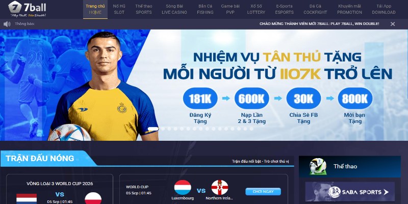 Trang chủ 7Ball - Đăng ký 7Ball nhận 45k tân thủ miễn phí